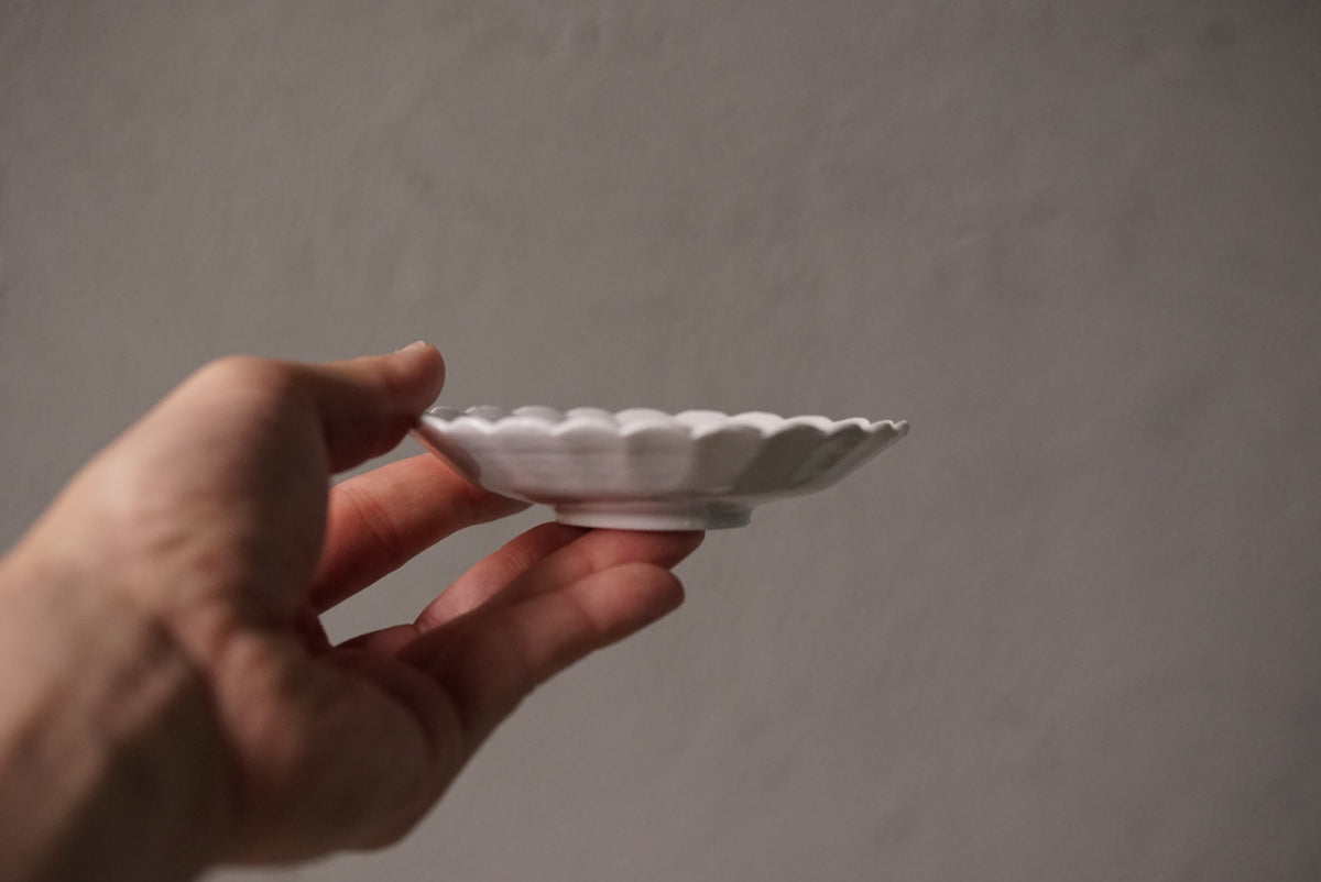 White 瓷 chrysanthemum bean plate / Masahiro Takeka – うつわと古物 幹